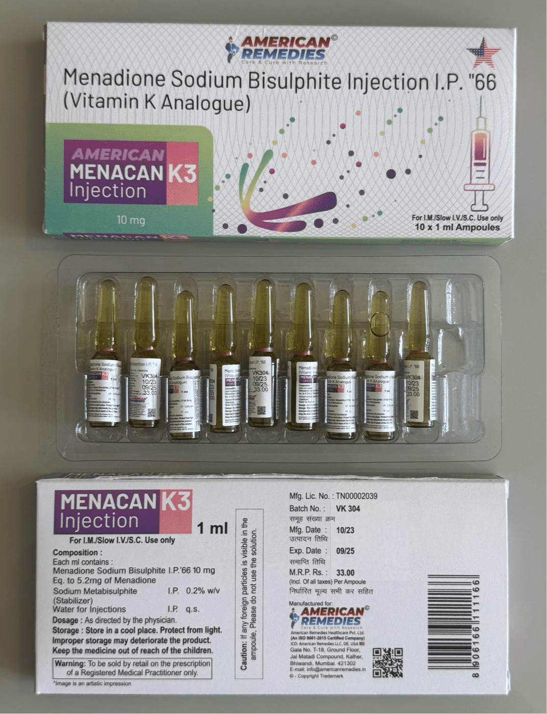 Vitamin K3 Injection | Menadione Sodium Bisulphite 1ml x 10mg |IM / IV ...